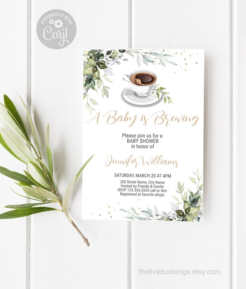 Editable Coffee Baby Shower Invitation, Self-editable Template ...