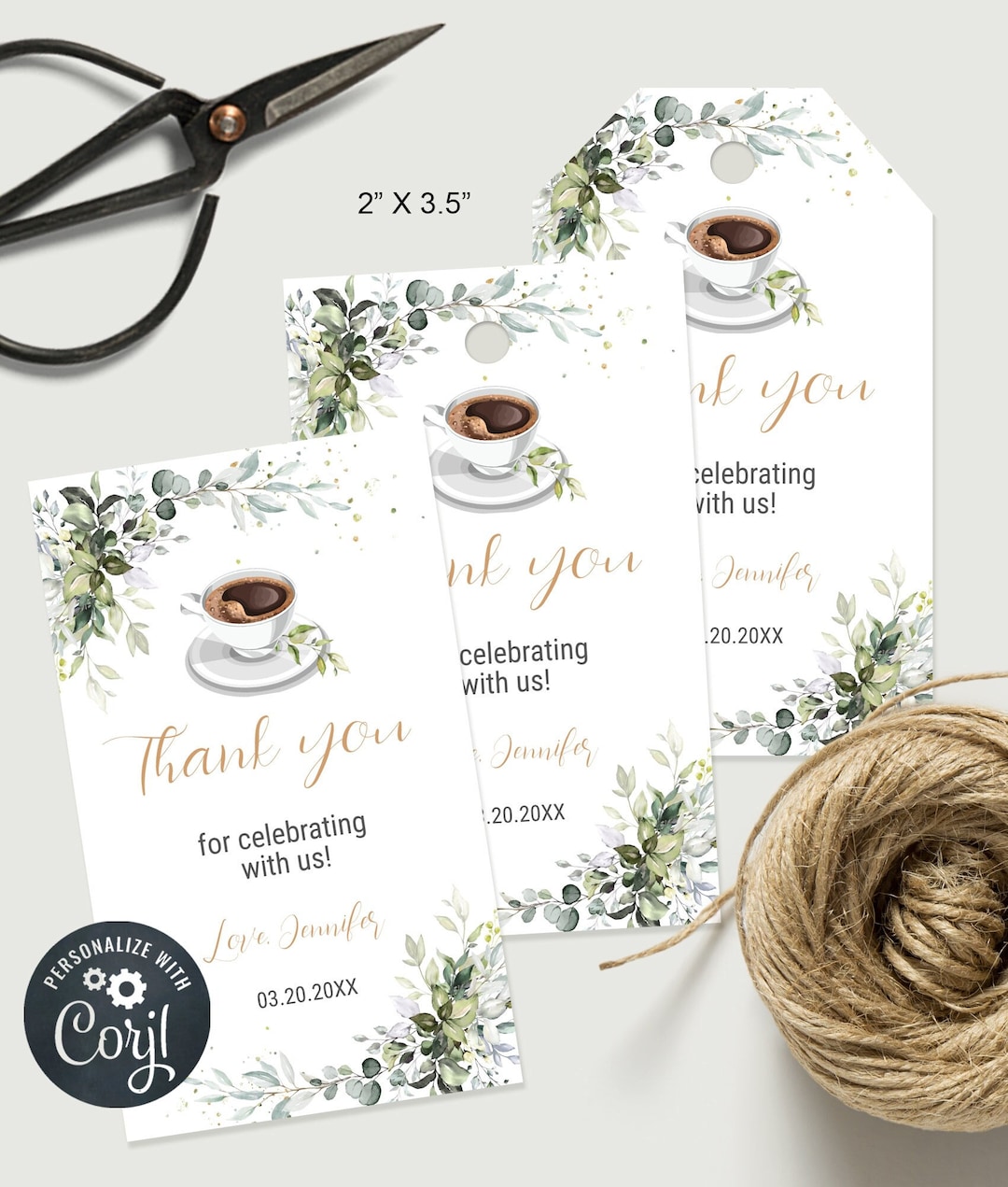 Editable Gift Tags, Coffee Bridal Shower, Self-editable Favor Tag ...
