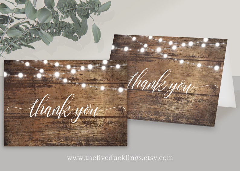 Printable Thank You Cards, Rustic Themed Party, Flat and Tent Files ...