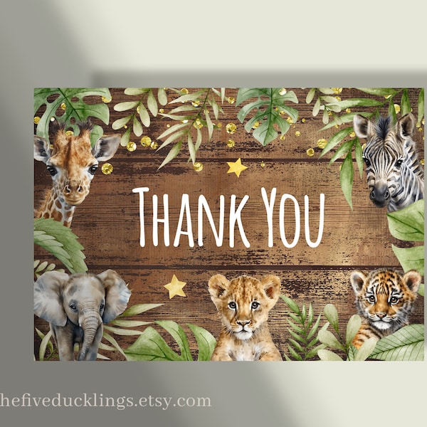 Safari Themed Thank You Cards - Etsy