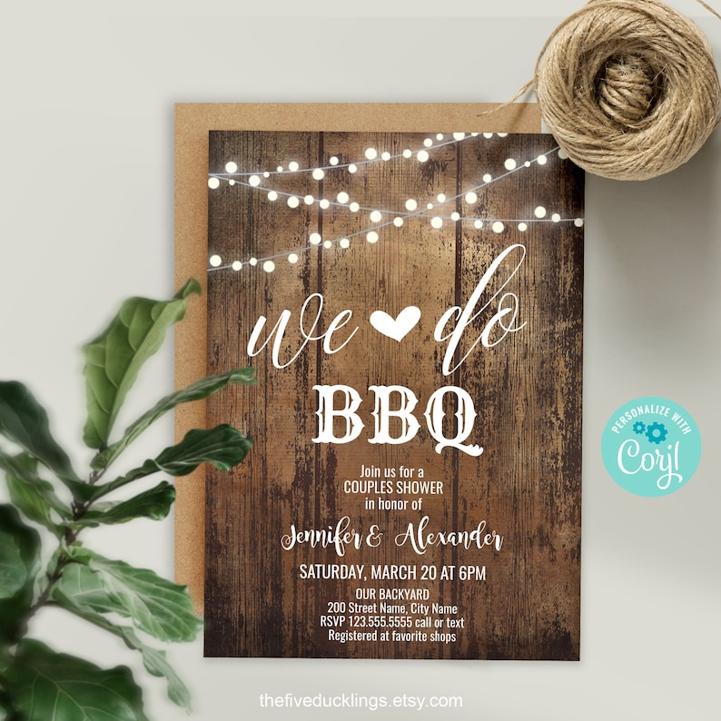 EDITABLE Rustic We Do BBQ Wedding Invitation, Self-editable Template ...