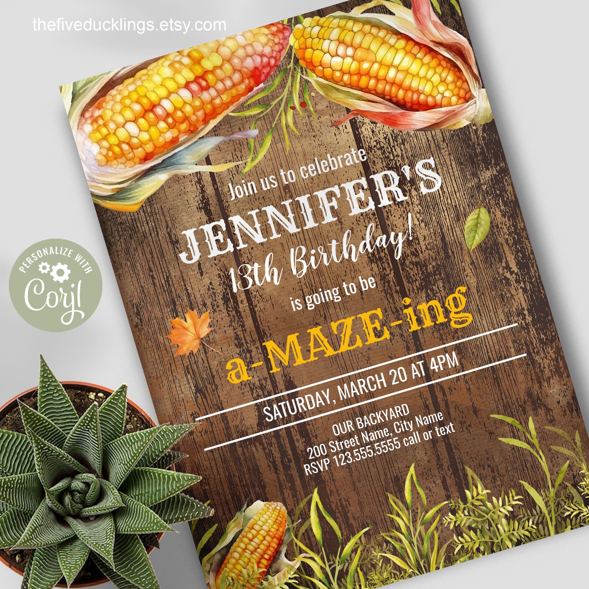 EDITABLE Corn Maze Birthday Party Invitation, Self-editable Template ...