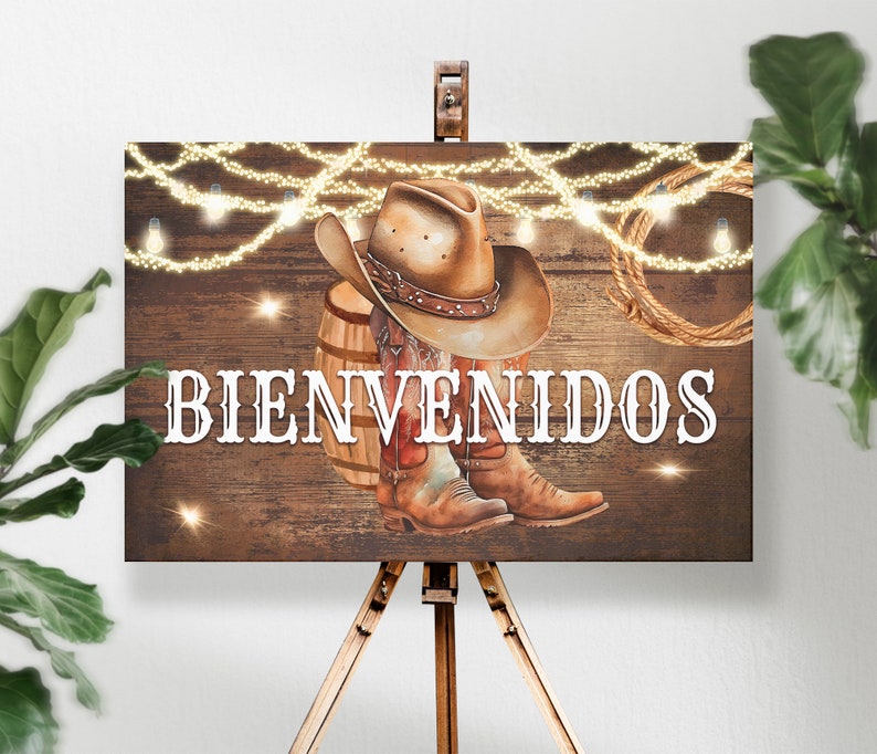 Printable Country Welcome Sign in Spanish, Bienvenidos Sign, Cowboy ...