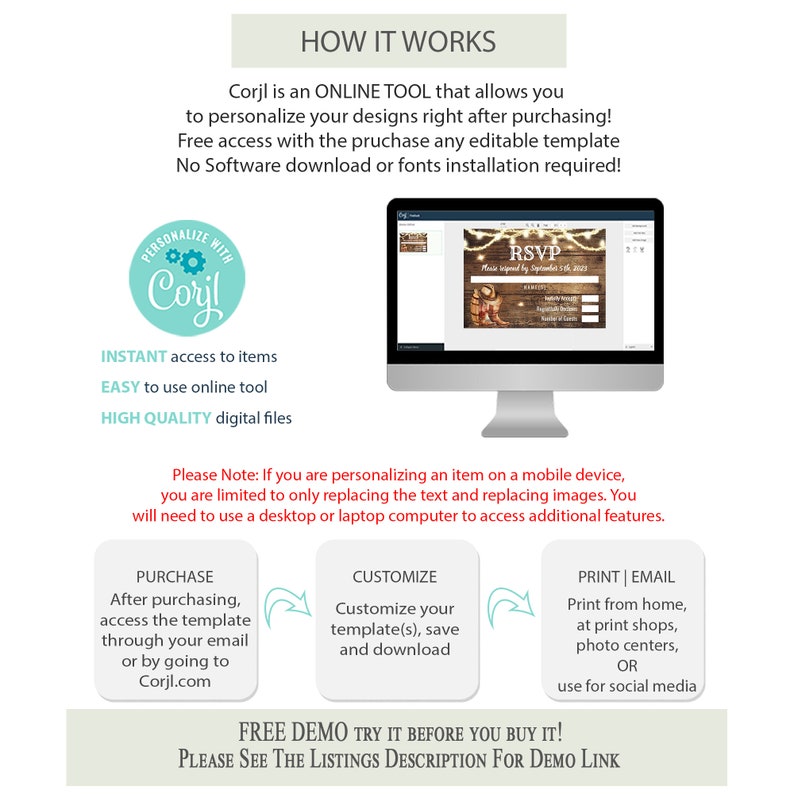 EDITABLE Boots and Hat RSVP Enclosure Card, Self-editable Template ...