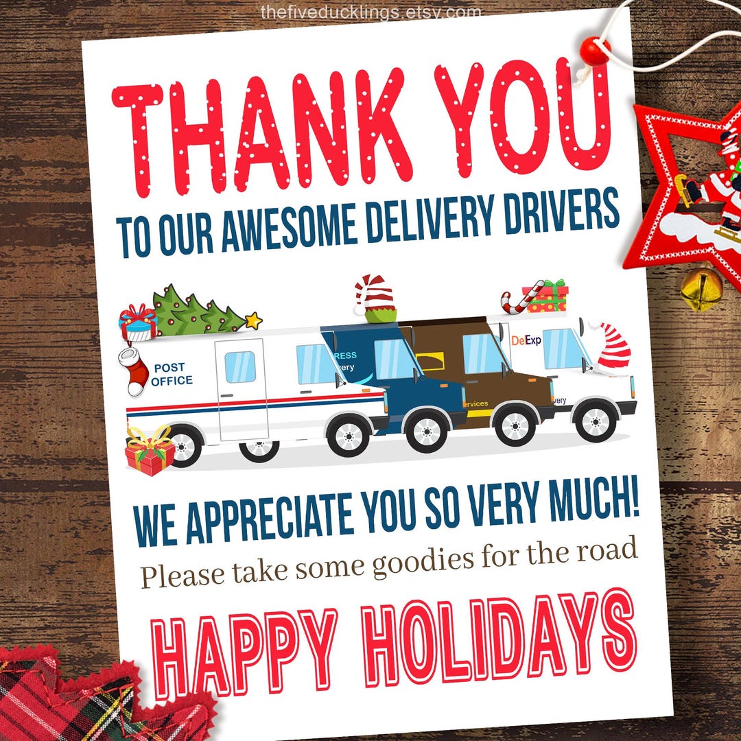Printable Delivery Drivers Thank You Sign, Delivering Drivers Gift ...
