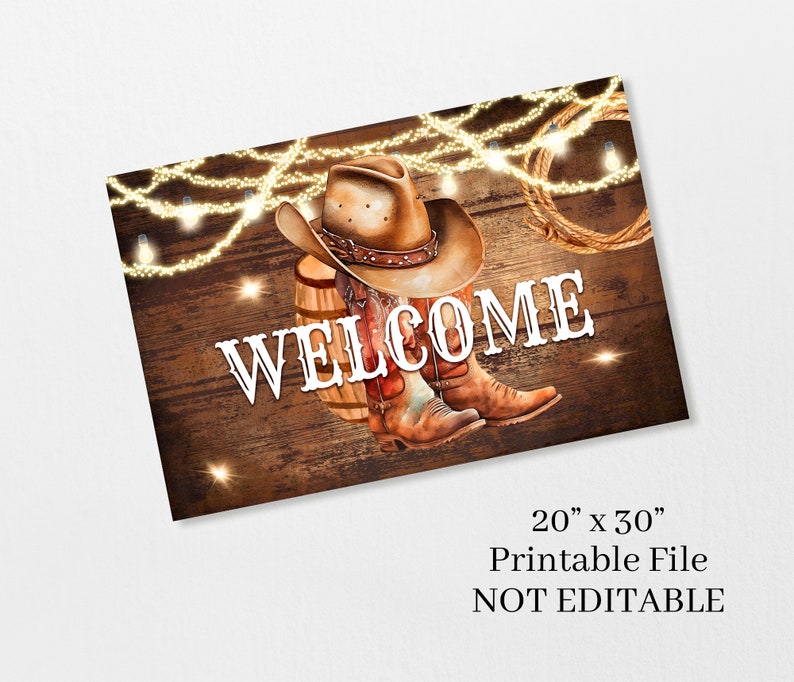 Rustic Cowboy Welcome Sign: Boots and Hat (digital Download Not ...