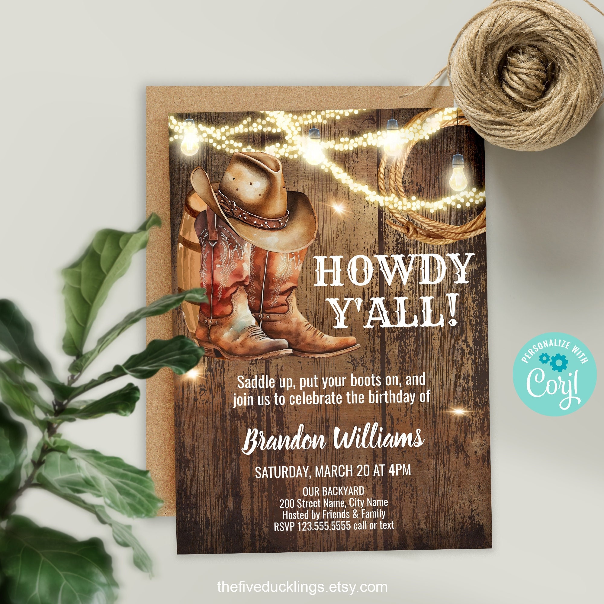 Invitación A Fiesta De Cumpleaños Con Temática Del Oeste