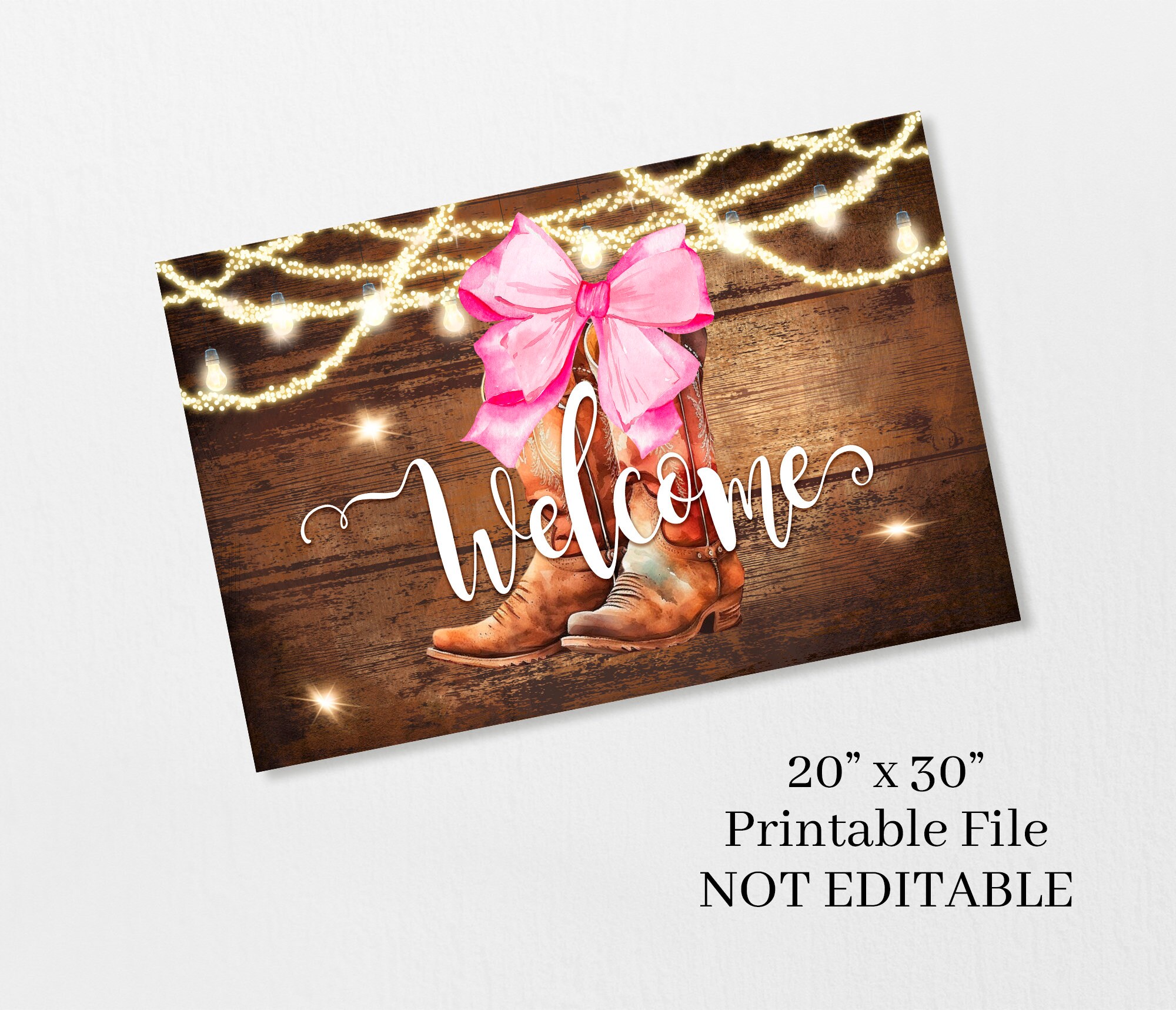 Printable Welcome Sign Boots or Bows Gender Reveal Instant - Etsy