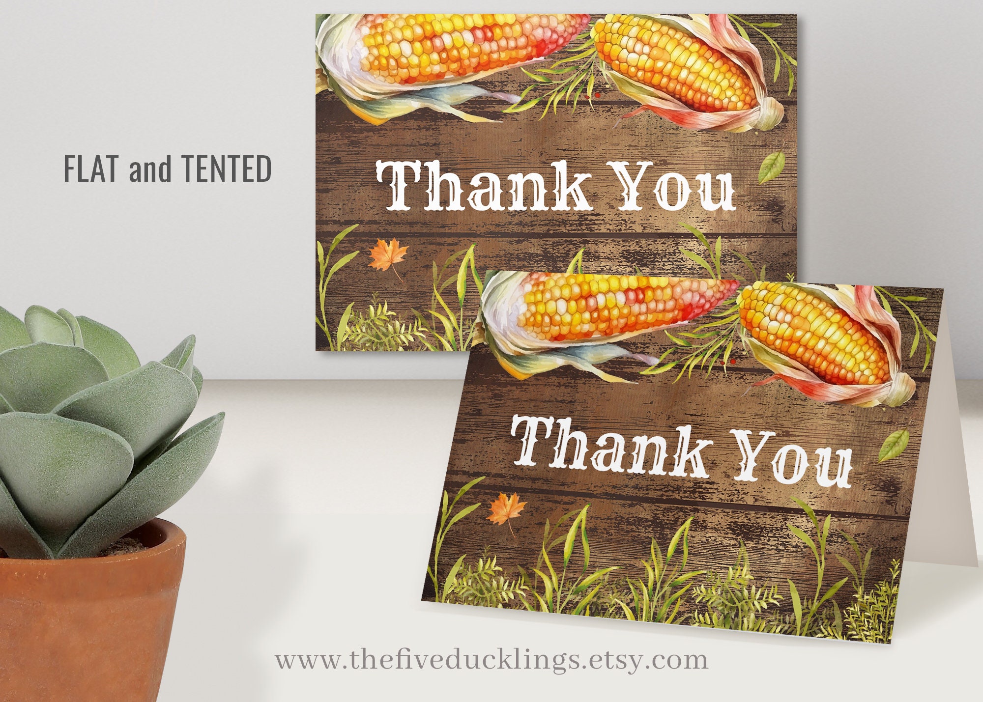 Printable Corn Maze Thank You Cards, Rustic Corn Maze Themed Party ...