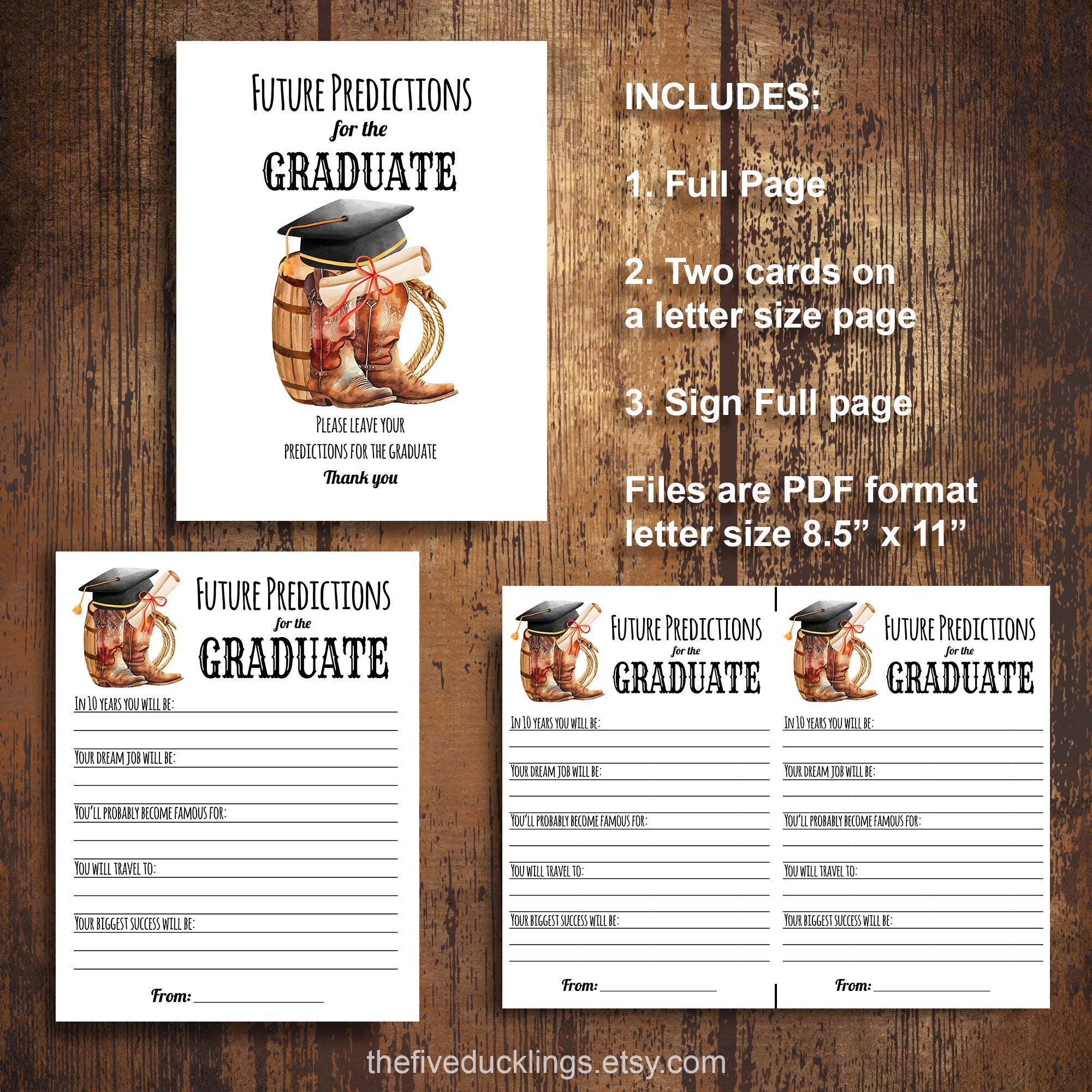 Printable Graduation Games, Predictions for the Graduate, Grad Activity ...