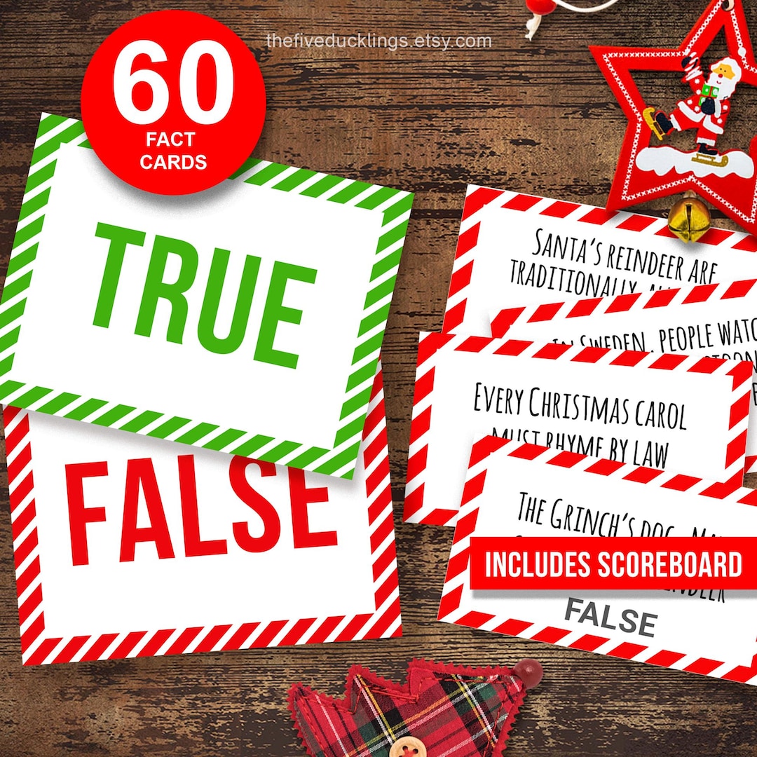 Printable Christmas True or False Game, Family Holiday Trivia, Digital ...