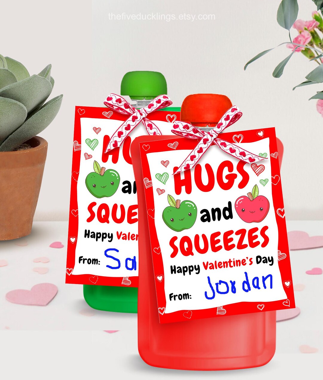 Hugs and Squeezes Valentine Printable, Pouch Valentines Card, School ...