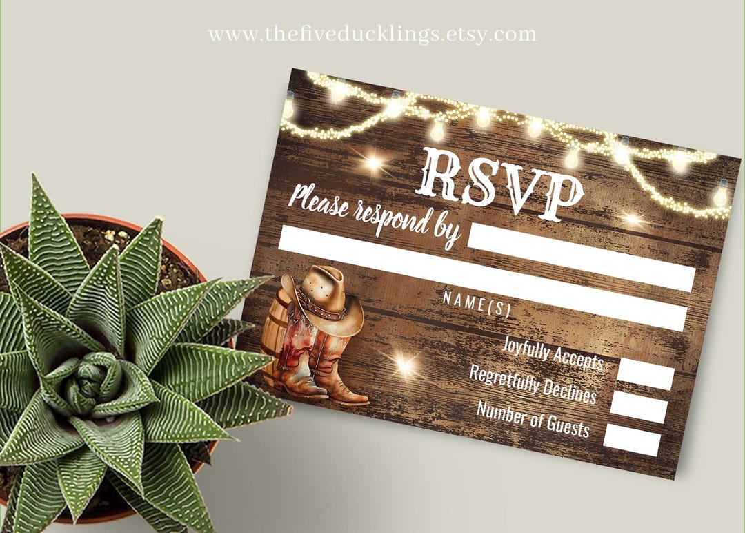 Rustic Boots & Hat RSVP: Country Themed Party Cards Printable (not ...