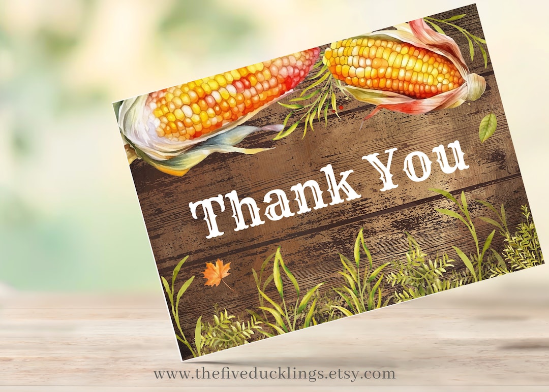 Printable Corn Maze Thank You Cards, Rustic Corn Maze Themed Party ...
