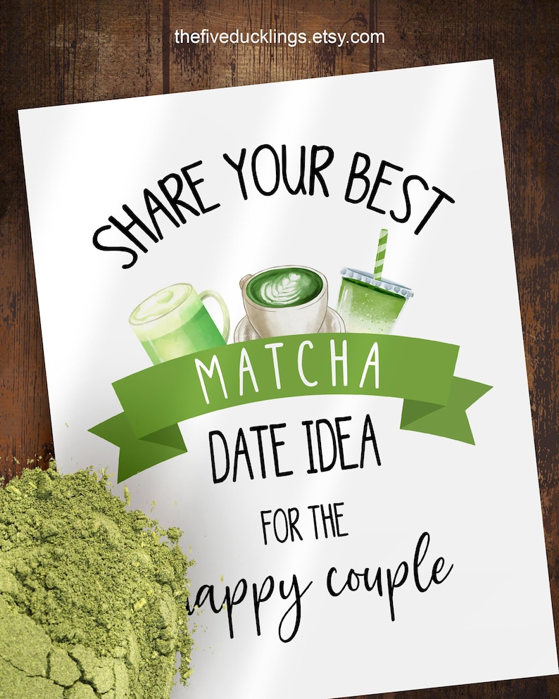 Matcha Date Idea Sign and Cards, Wedding Shower Game (digital Download ...
