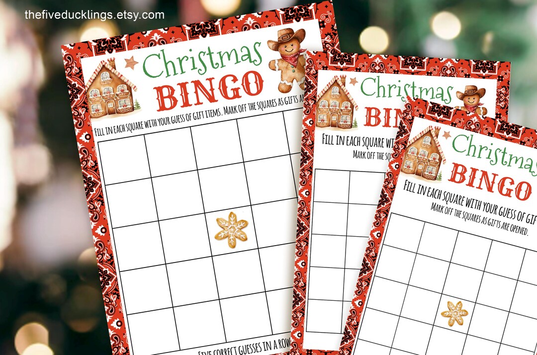 Christmas Gingerbread Printable Games: Bingo Game Cards (digital ...