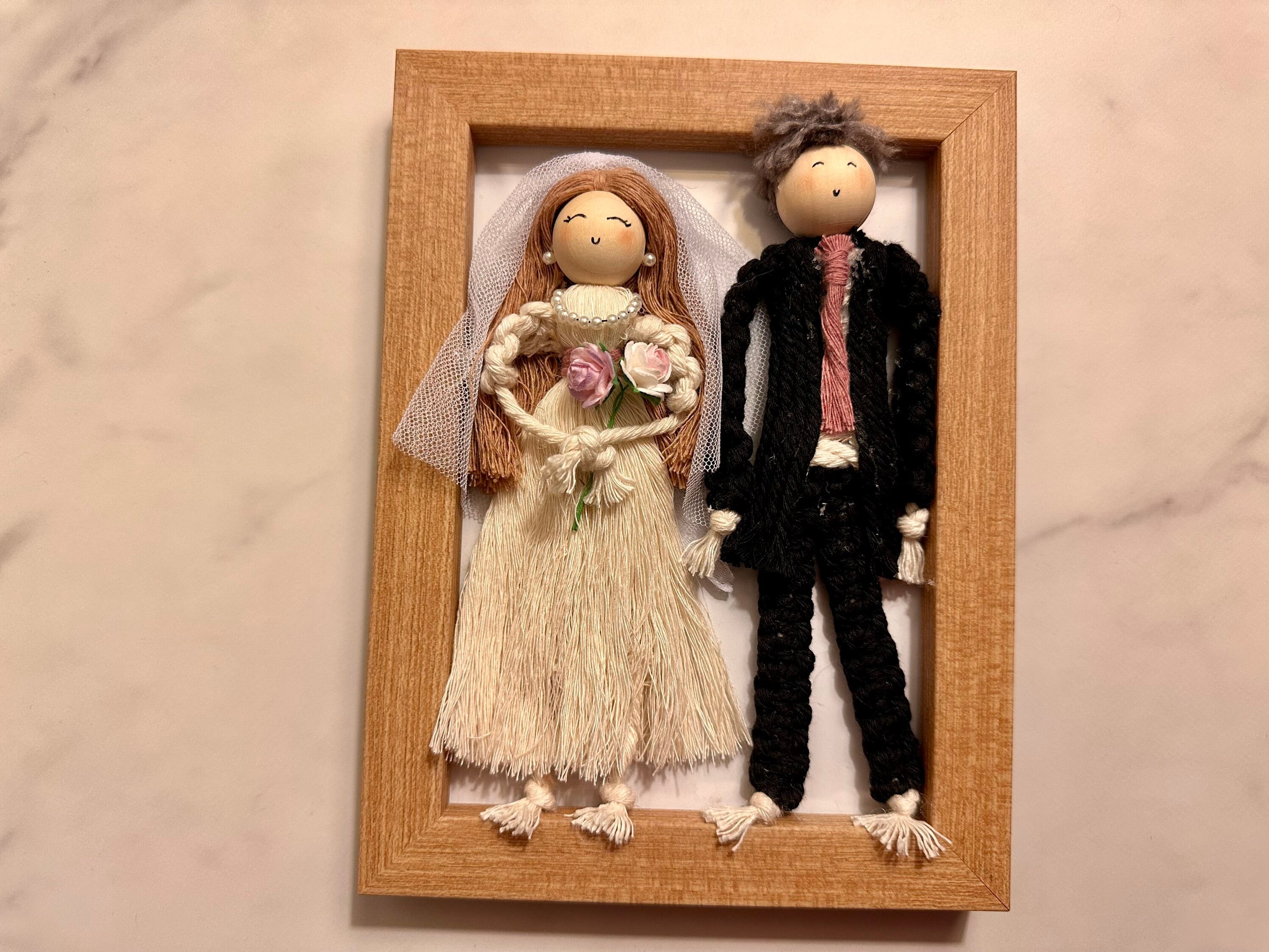 M Personalized Macrame Wedding Doll in Frame | Macrame Portrait ...