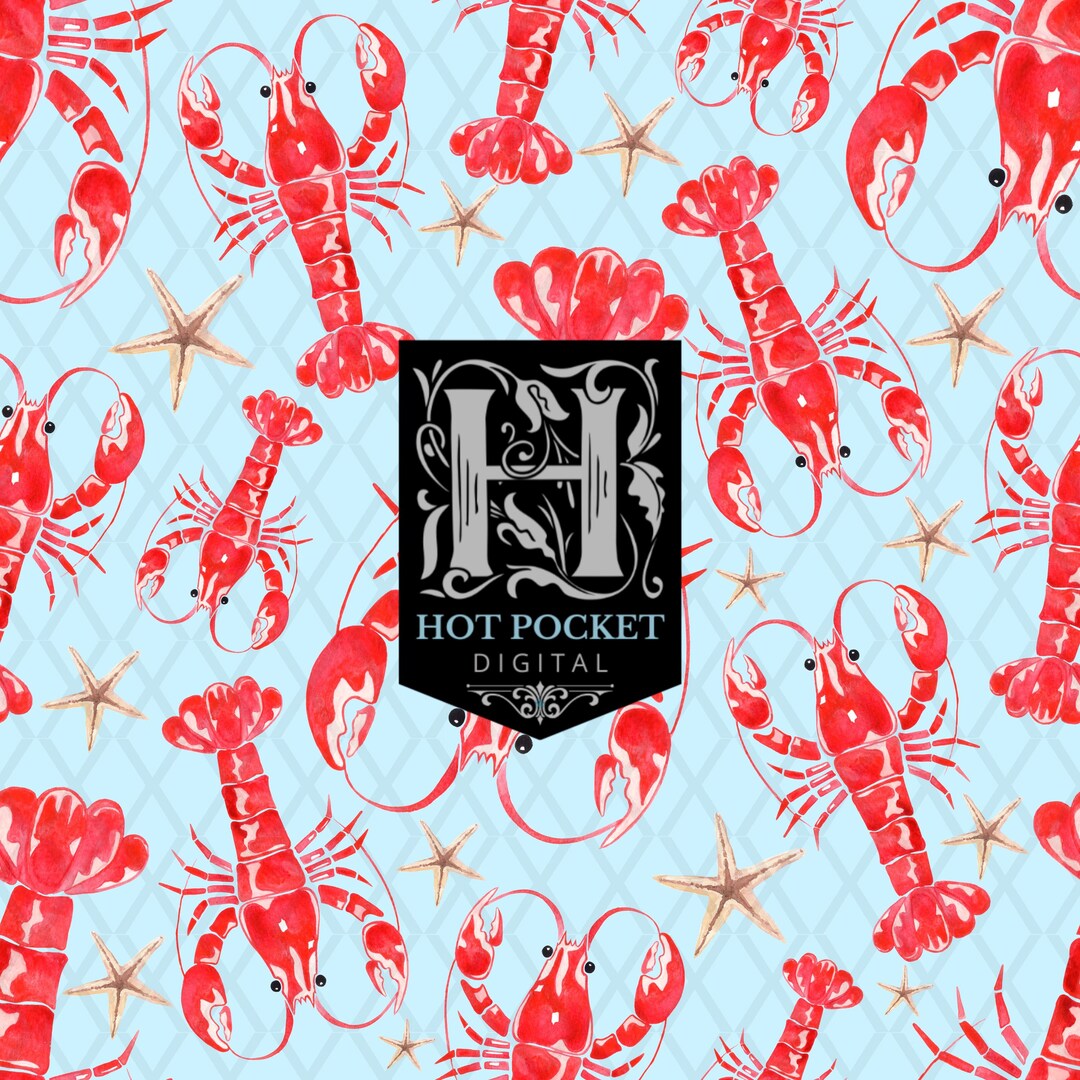 Lobsters Seamless Digital Pattern. Coastal Marine Life Repeat Design ...