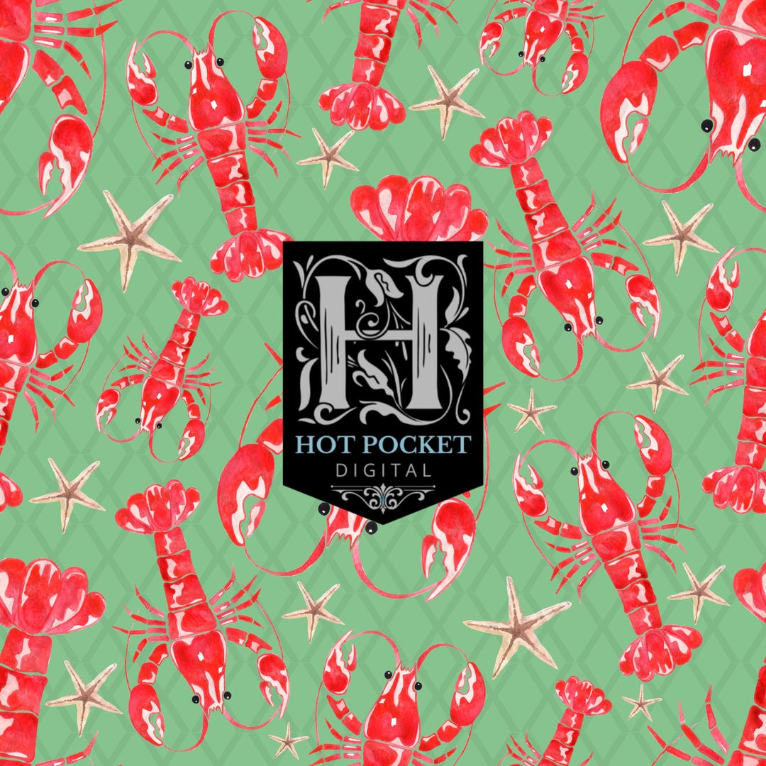 Lobsters Seamless Digital Pattern. Coastal Marine Life Repeat Design ...