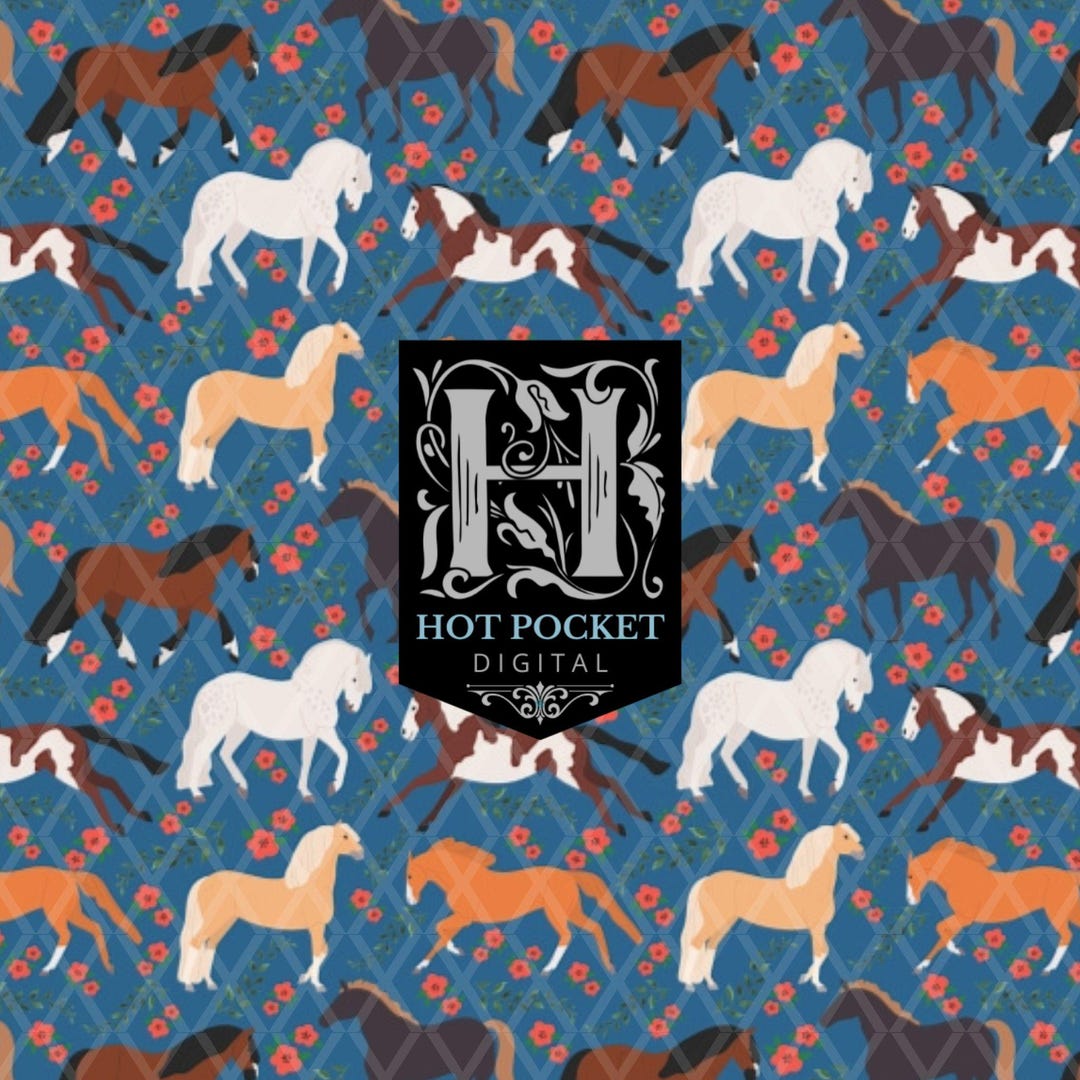 Autumn Horses Seamless Digital Pattern. Galloping Horses Repeat Design ...