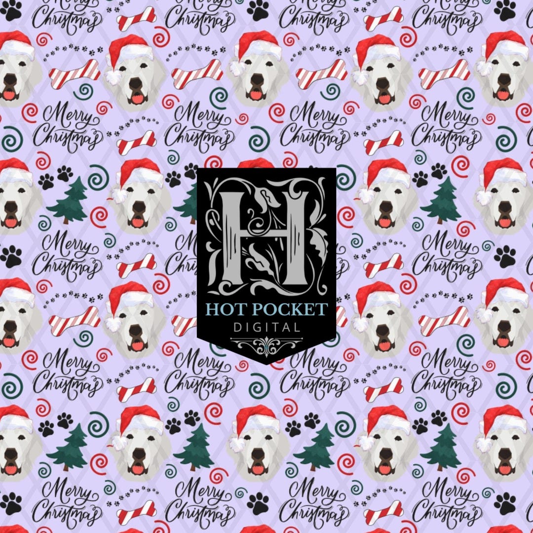 Great Pyrenees Christmas Seamless Digital Pattern. Repeat Design ...