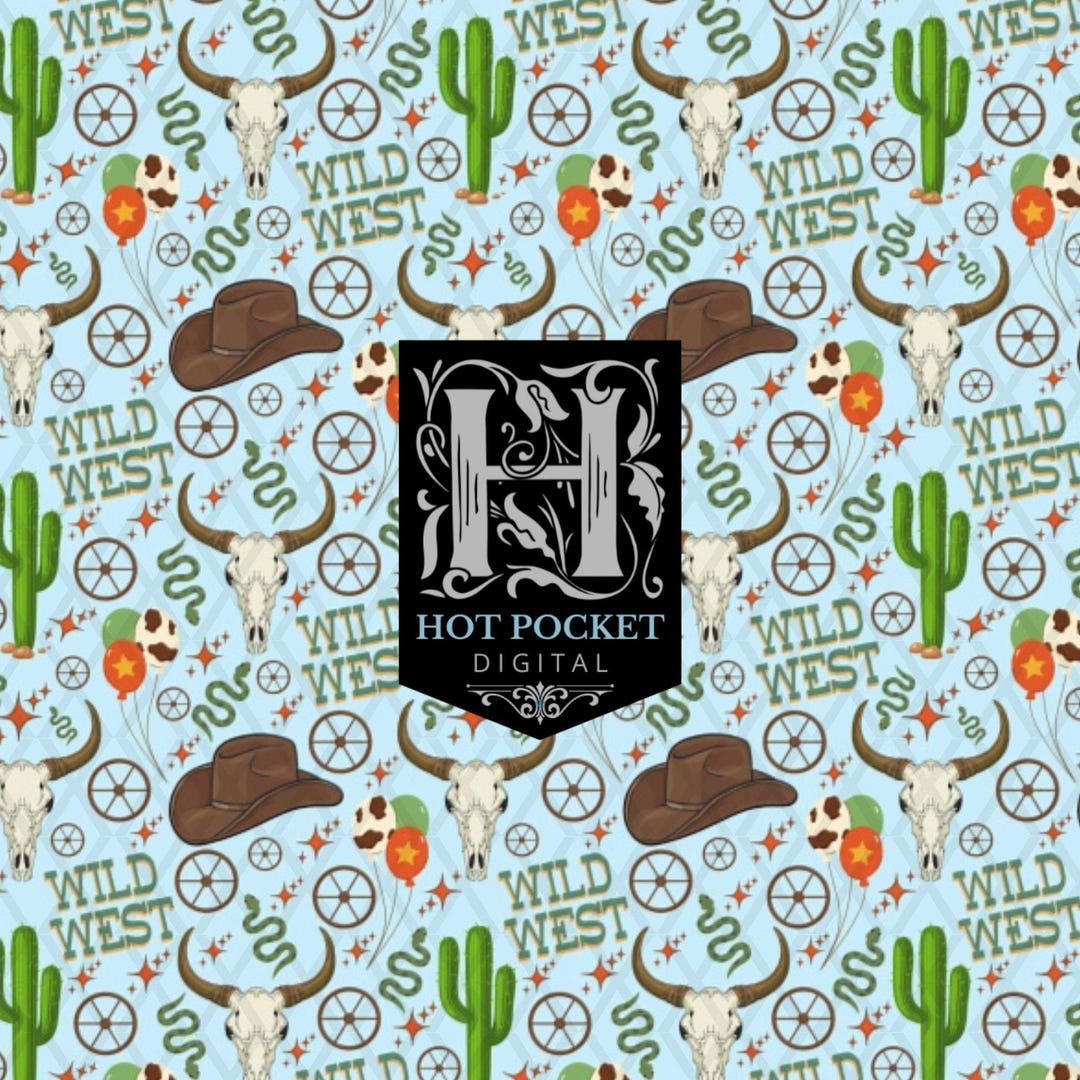 Wild West Seamless Digital Pattern. Western Repeat Design. Scrapbook ...