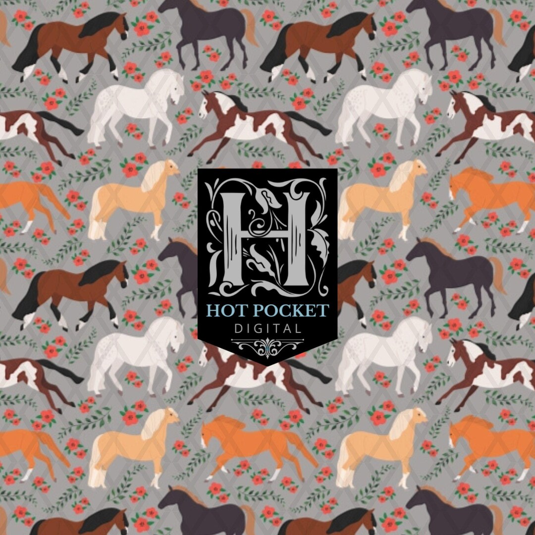Autumn Horses Seamless Digital Pattern. Galloping Horses Repeat Design ...
