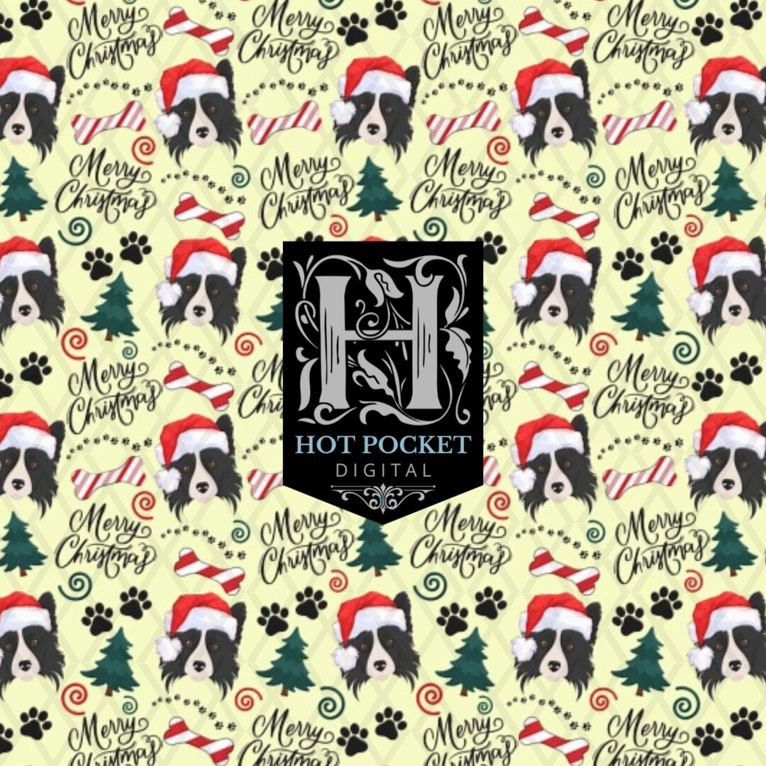Border Collie Christmas Seamless Digital Pattern. Repeat Design ...