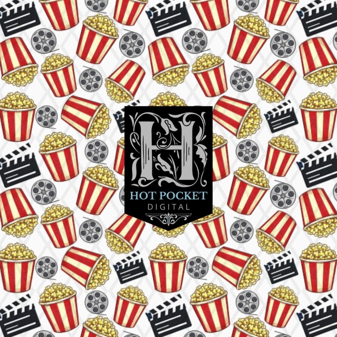 Movies and Popcorn Seamless Pattern - Repeat Design - Instant Download ...