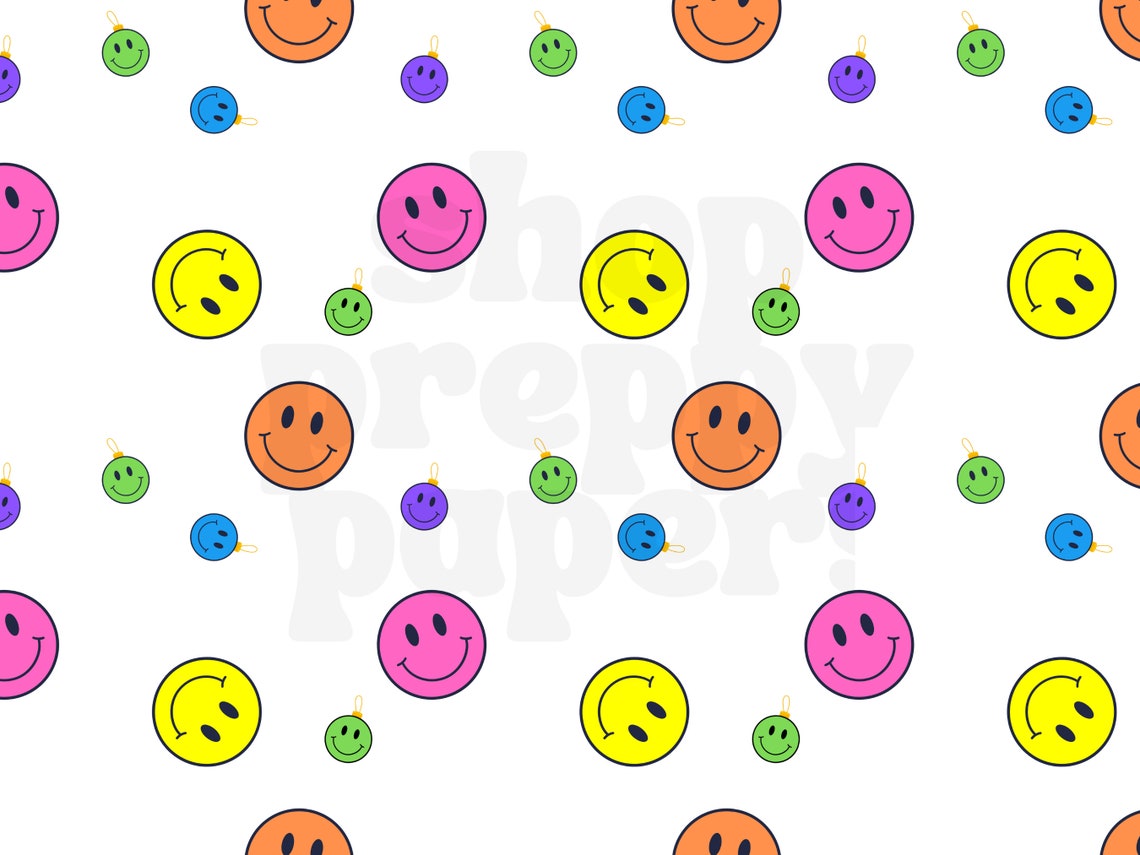 Digital Paper PNG Download 18 Files - Christmas Smiley Face Seamless ...
