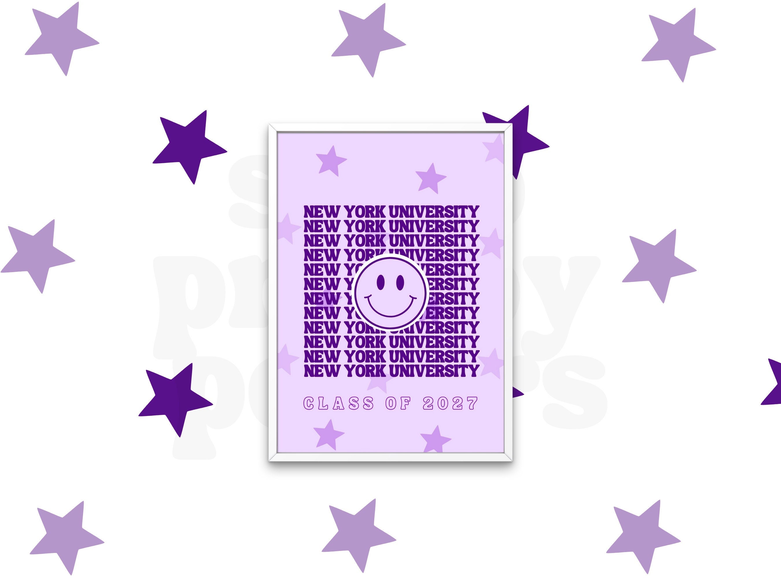 NYU Class of 2027 Smiley Face Star Digital Download College Acceptance ...