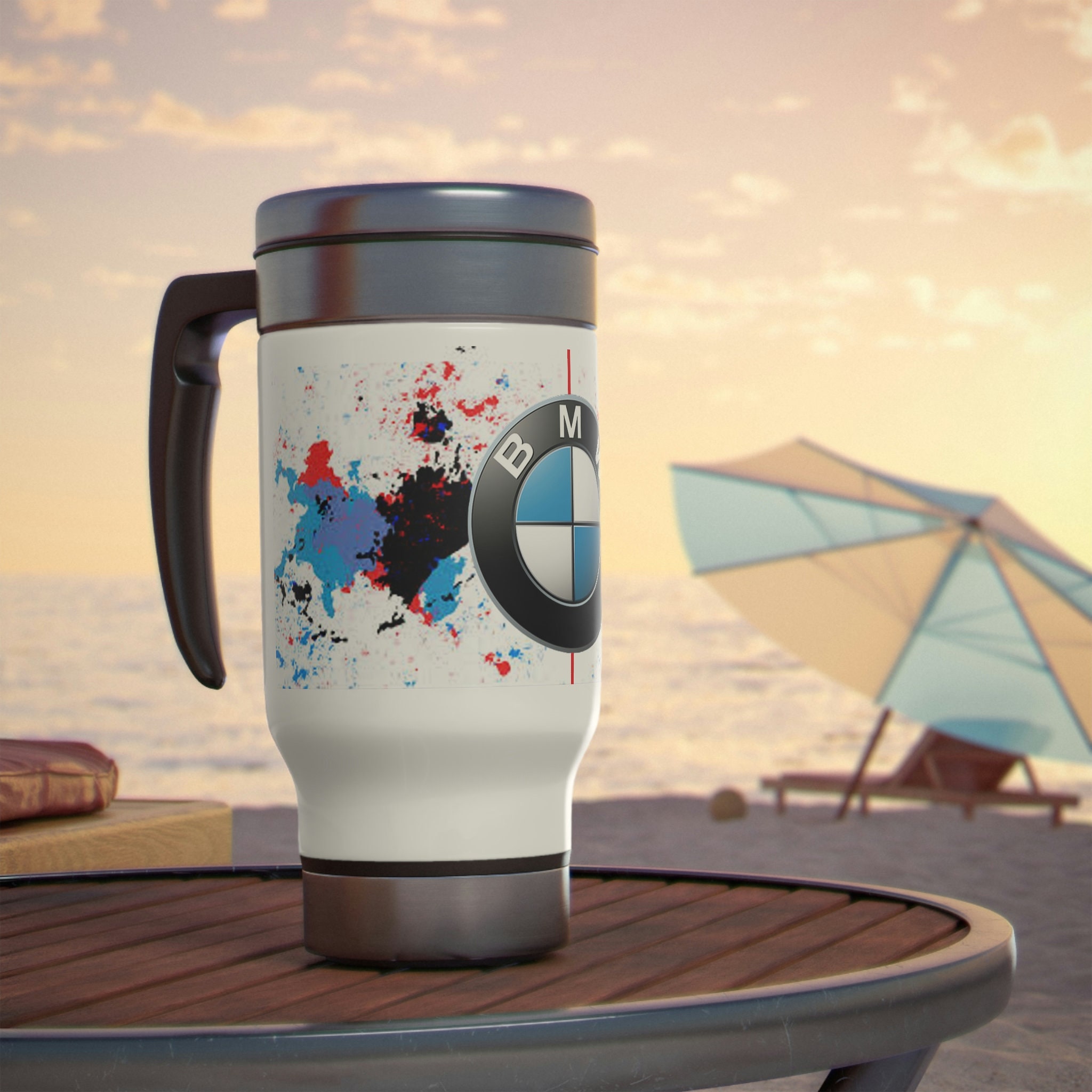 Bmw Stainless Steel Travel Mug With Handle 14oz Bmw Mug Etsy