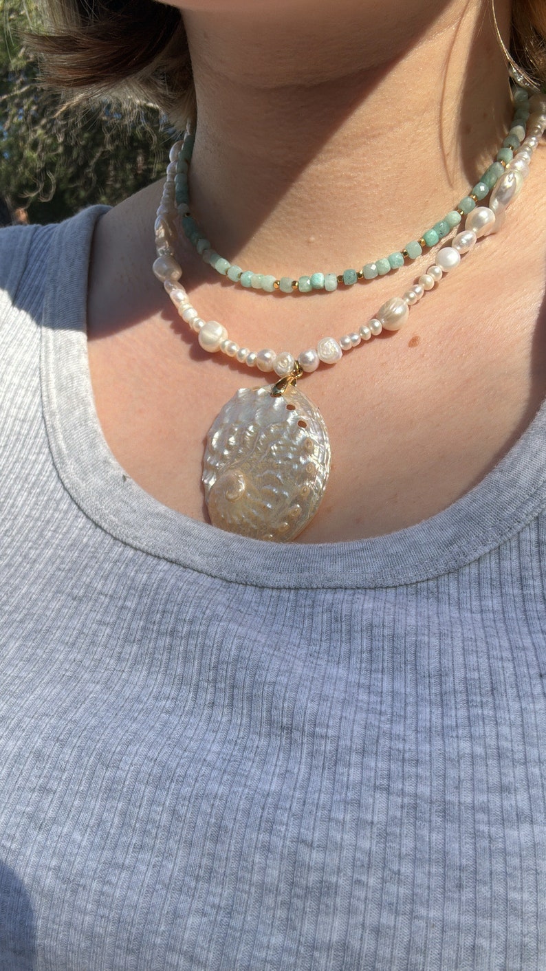Mermaid Inspired Necklace Seashell Fresh Water Pearl - Etsy