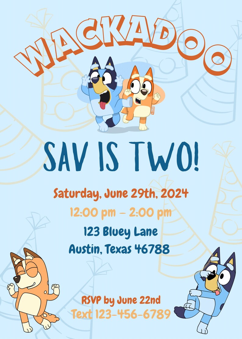 Bluey Birthday Invitation - Etsy
