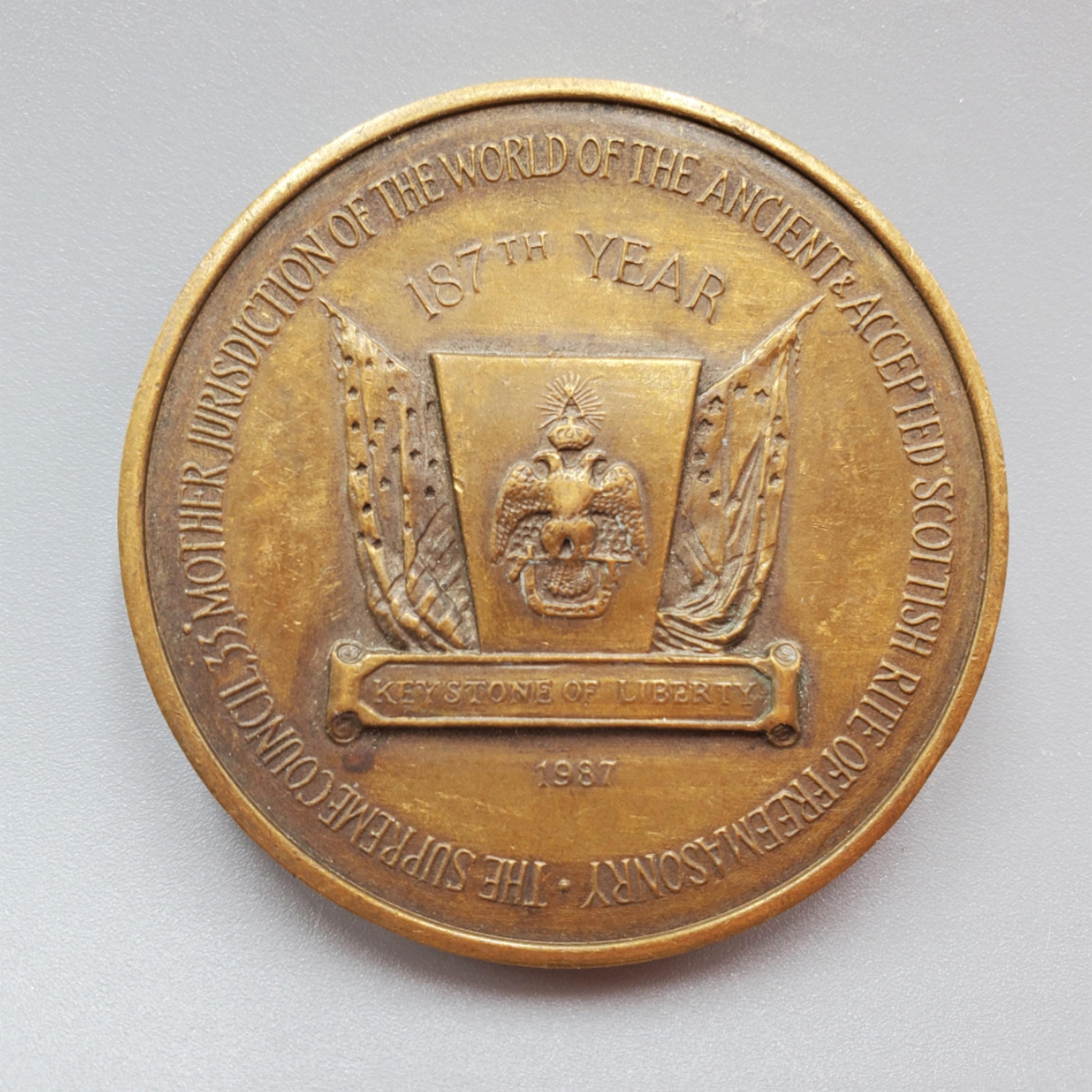 Scottish Rite 1987 Bicentennial Coin Token Bronze Constitution We the ...