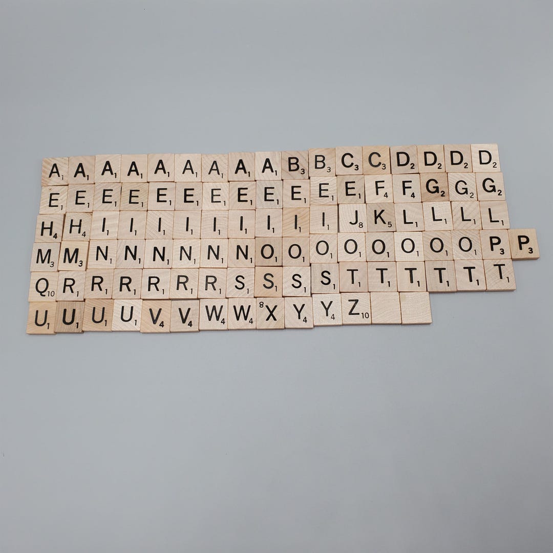 Replacement Scrabble Wooden Letter Tiles Complete Set of 100 Wood ...