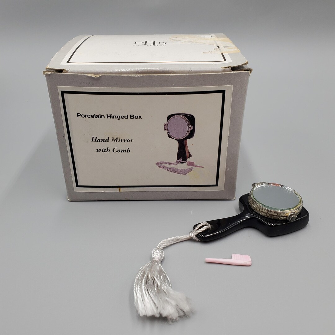 Porcelain Hinged Trinket Box Hand Mirror With Comb Treasure PHB ...