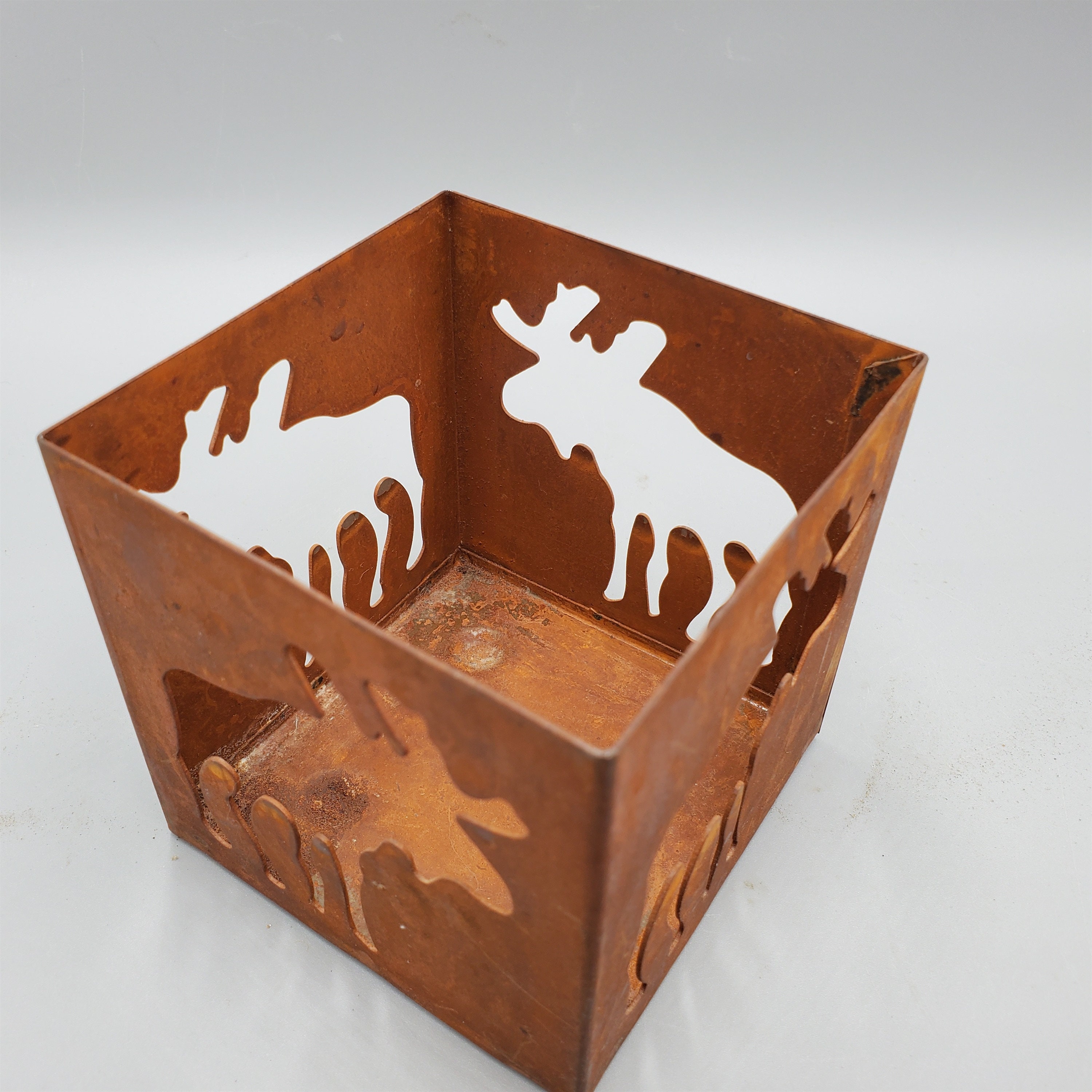 Rusted Metal Moose and Crescent Moon Candle Holder 3.5 Inch - Etsy