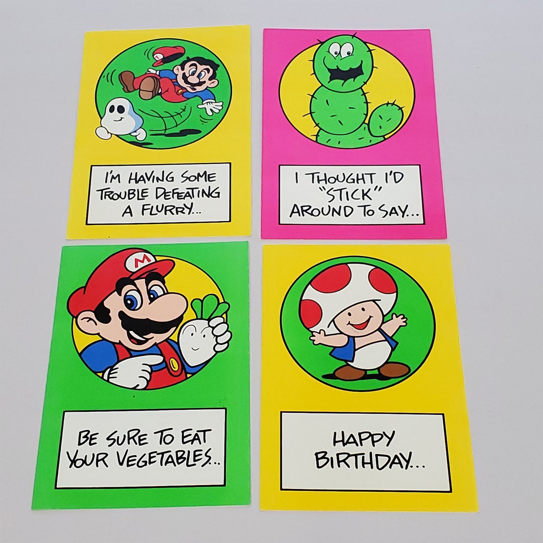Lot Rare Vintage 1989 Mario Brothers Greeting Card Nintendo Birthday ...
