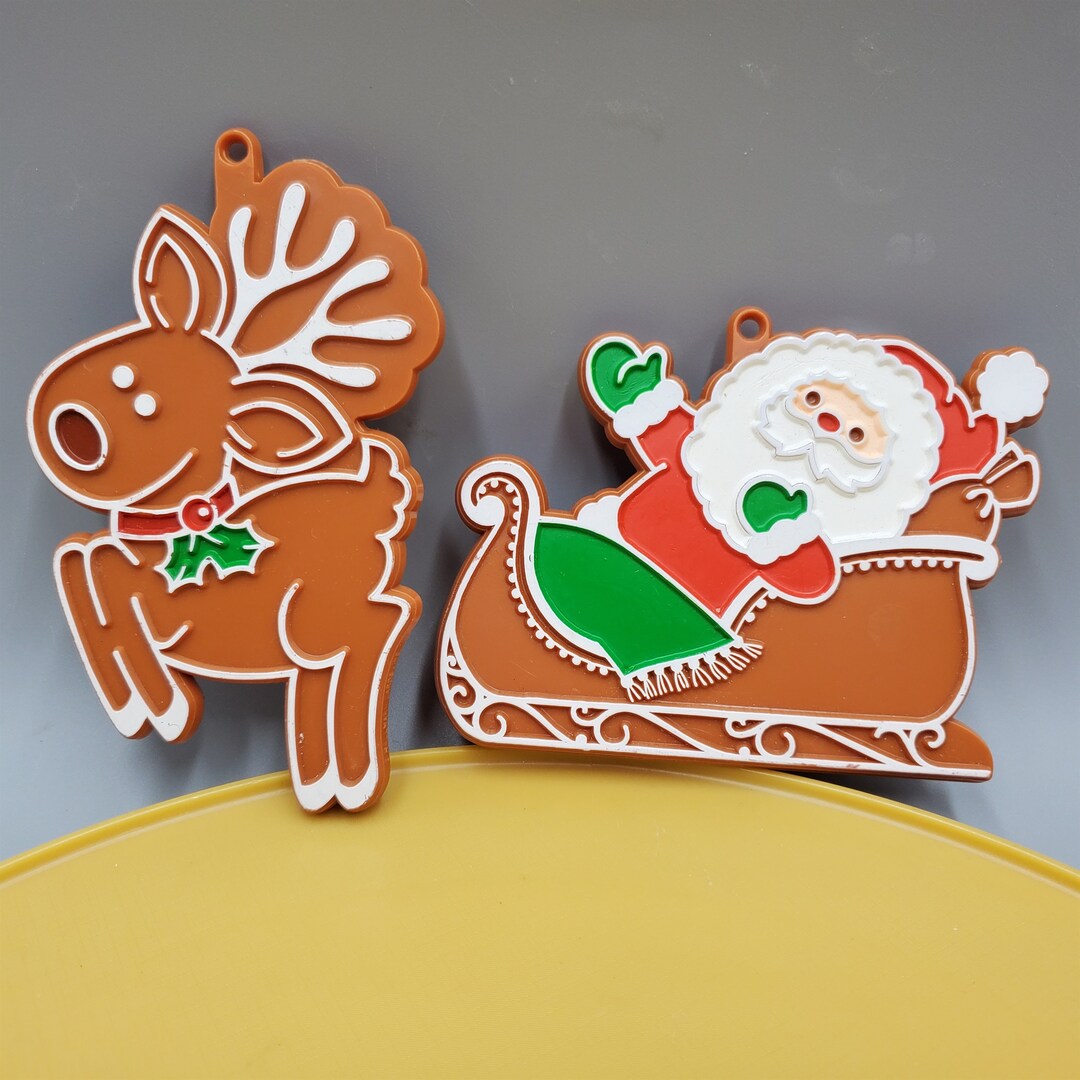 Santa Claus Reindeer Sleigh Cookie Cutter Painted Hallmark - Etsy