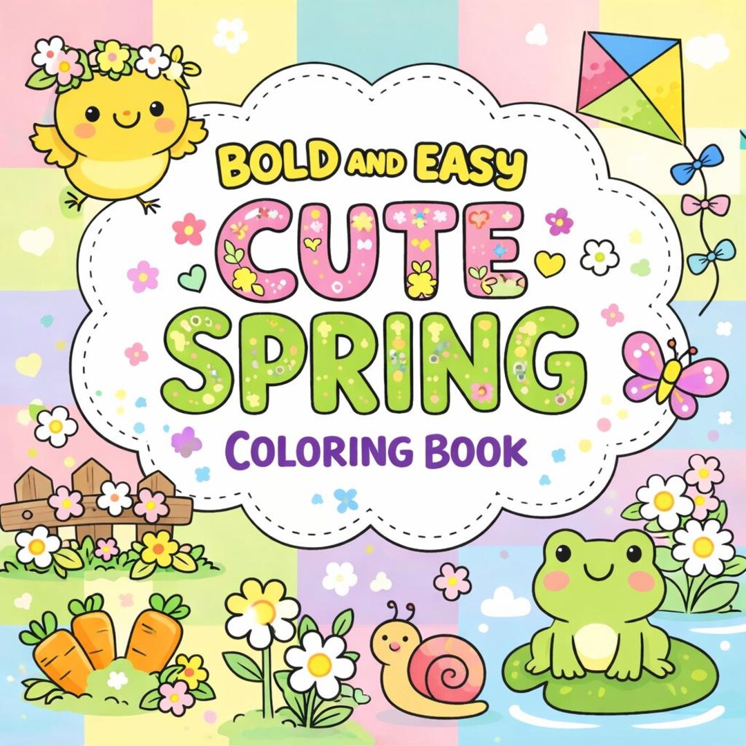 Spring Coloring Pages for Kids and Adults, Seasonal Designs (instant ...