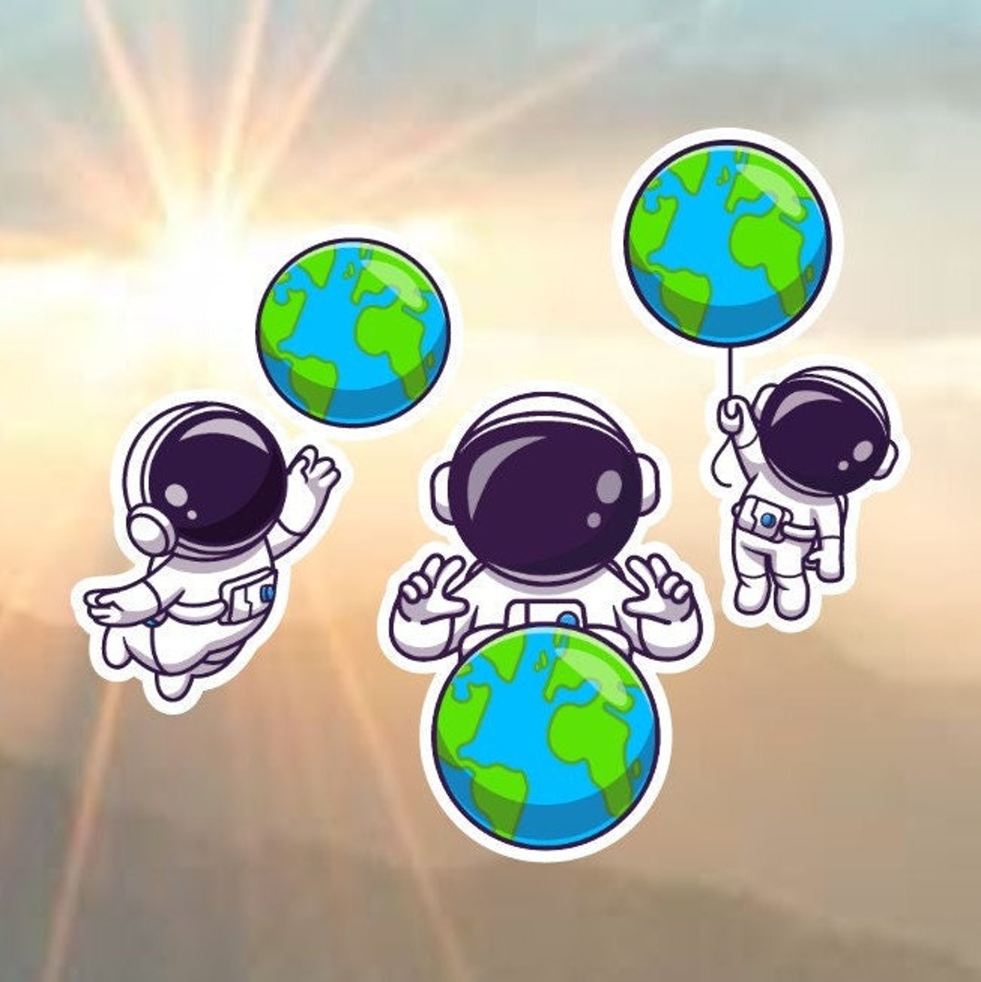 Astronaut and Mother Earth Sticker. Gaia Planet Sticker. Hydro Flask ...