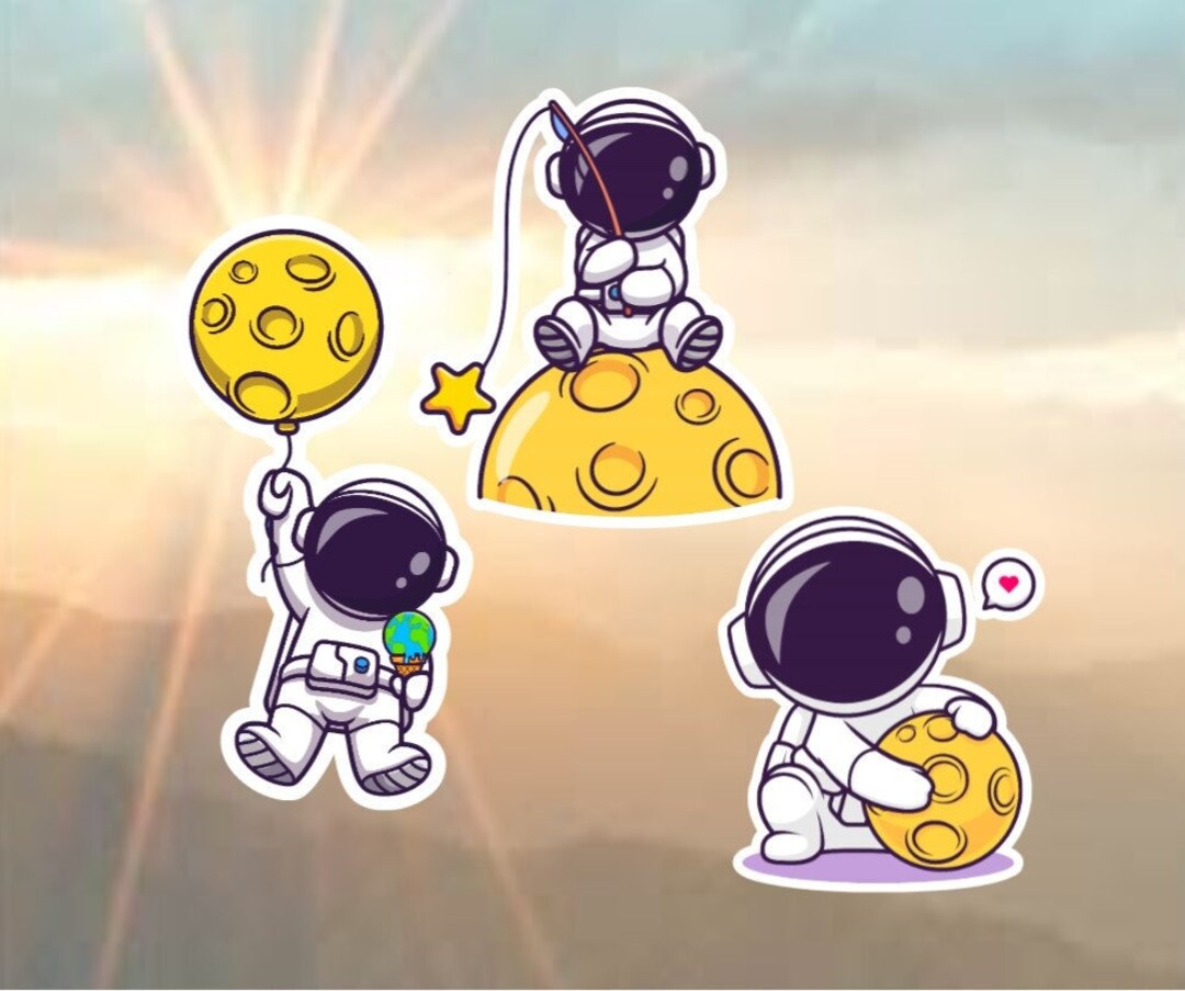 Space Astronaut Sticker to the Moon and Back. Spaceman Vinyl Sticker ...