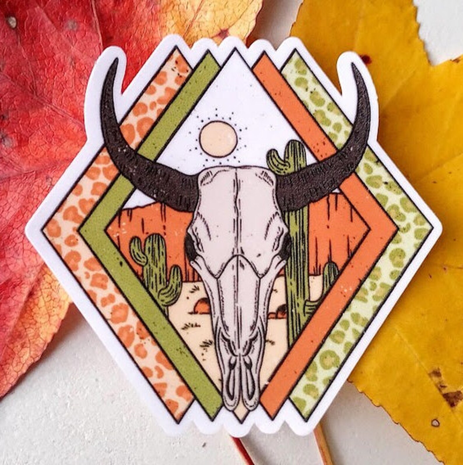 Cow Bull Skull Sticker. Western Vinyl Sticker. Camping Waterbottle ...