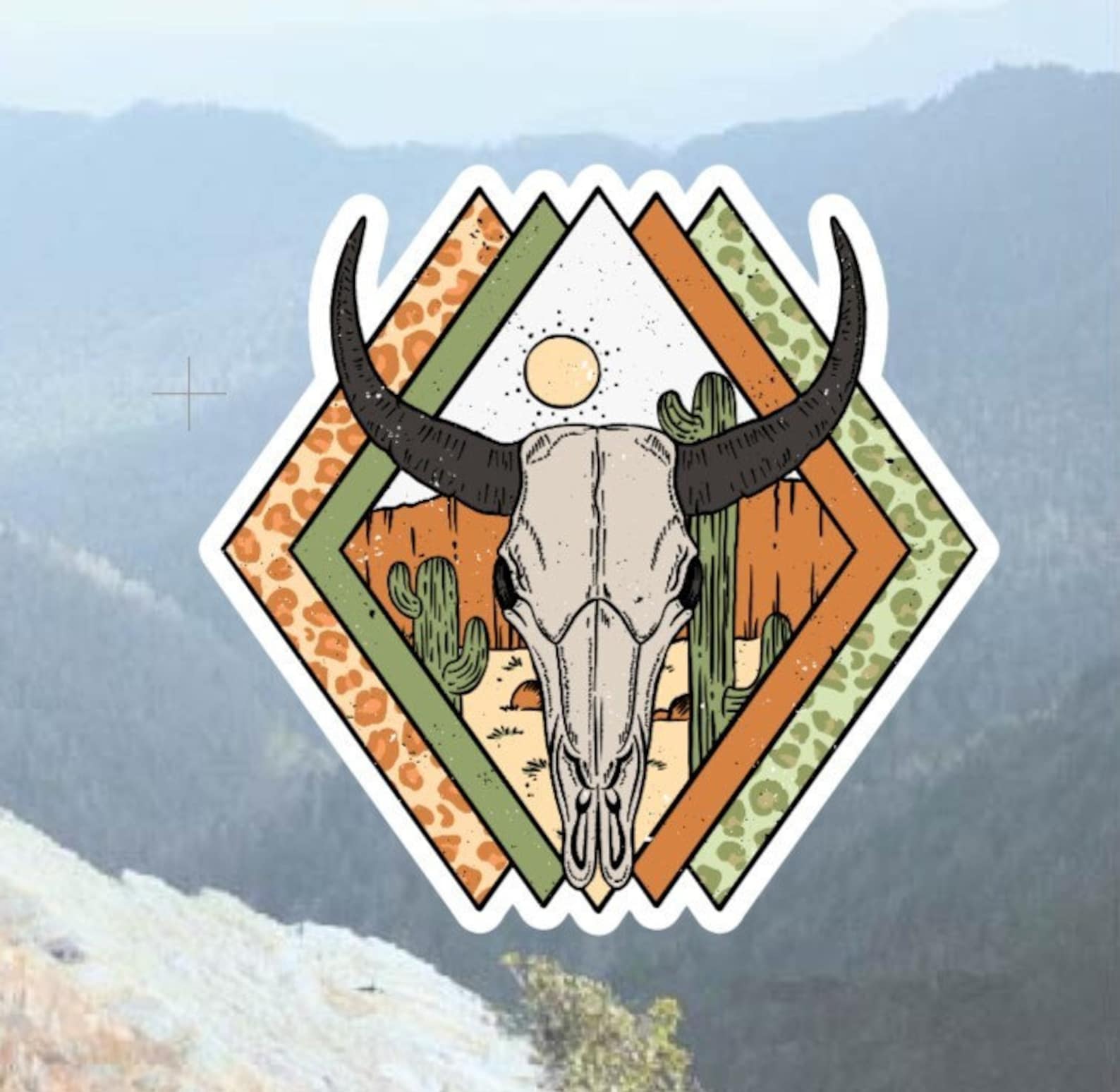 Cow Bull Skull Sticker. Western Vinyl Sticker. Camping Waterbottle ...