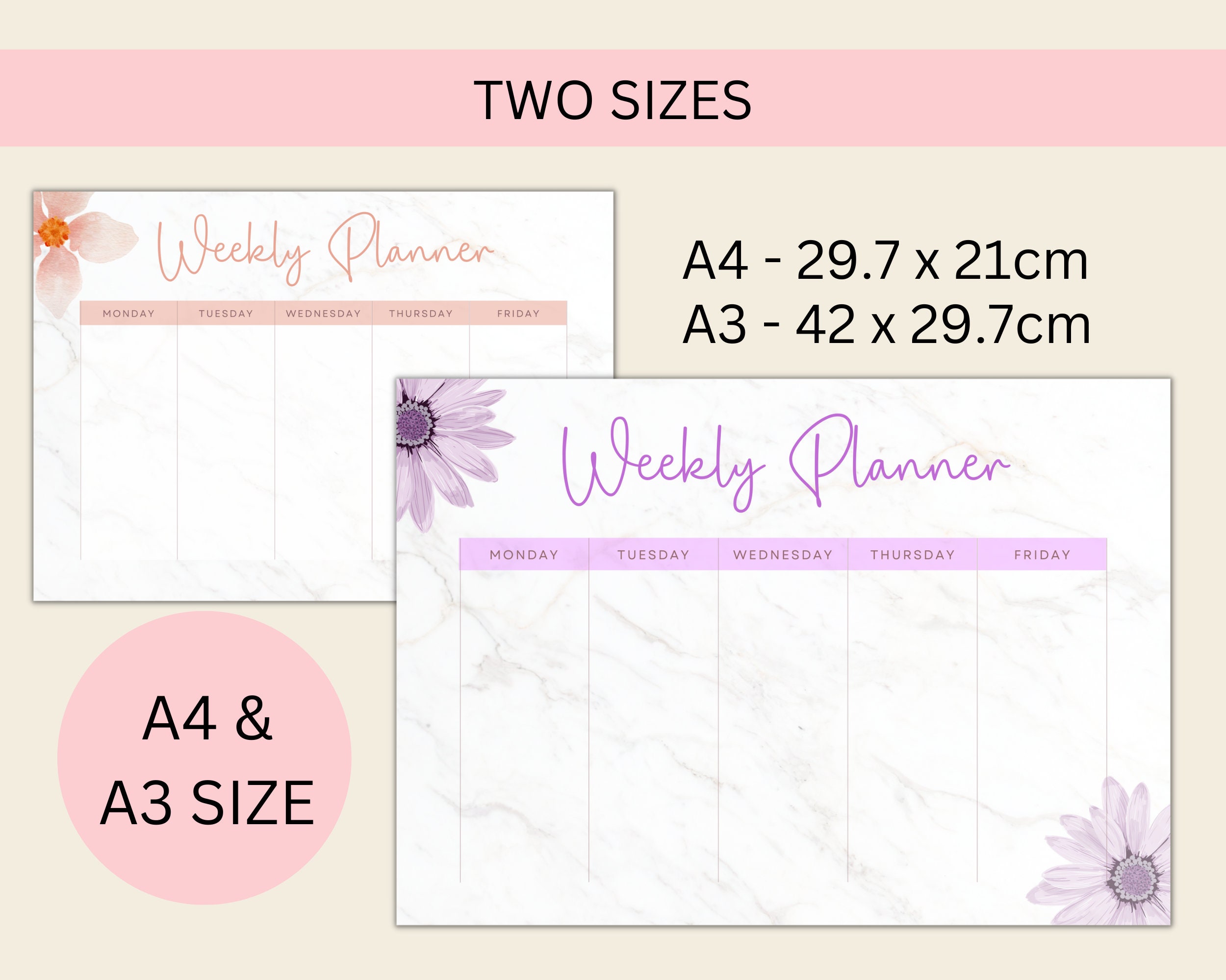 Weekly Planner Printable Landscape, Floral Weekly Schedule, Week at a ...
