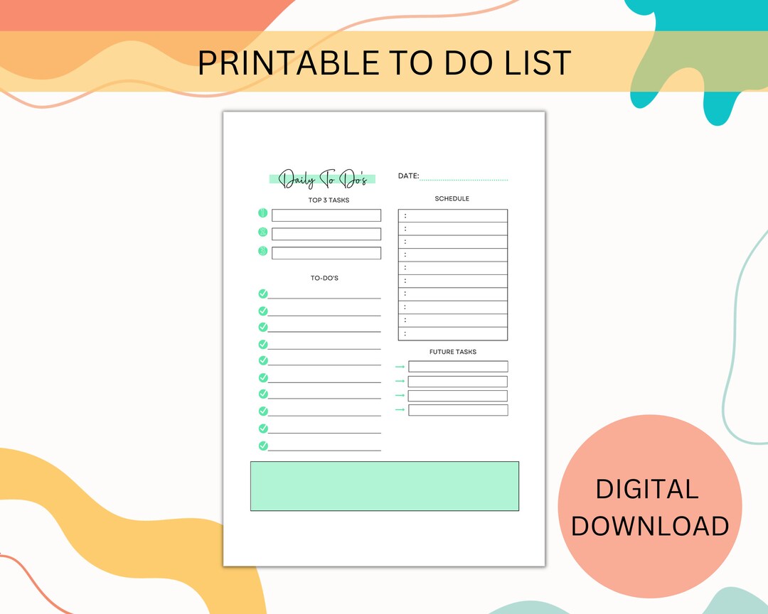 Minimal Colourful to Do List Printable, Simple Tasks List Template ...