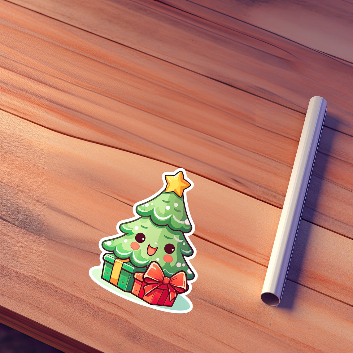 Cute Kawaii Christmas Tree Sticker Decal, Waterproof Vinyl Sticker ...