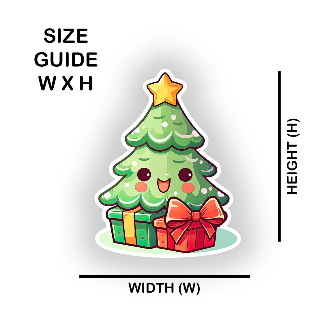 Cute Kawaii Christmas Tree Sticker Decal, Waterproof Vinyl Sticker ...
