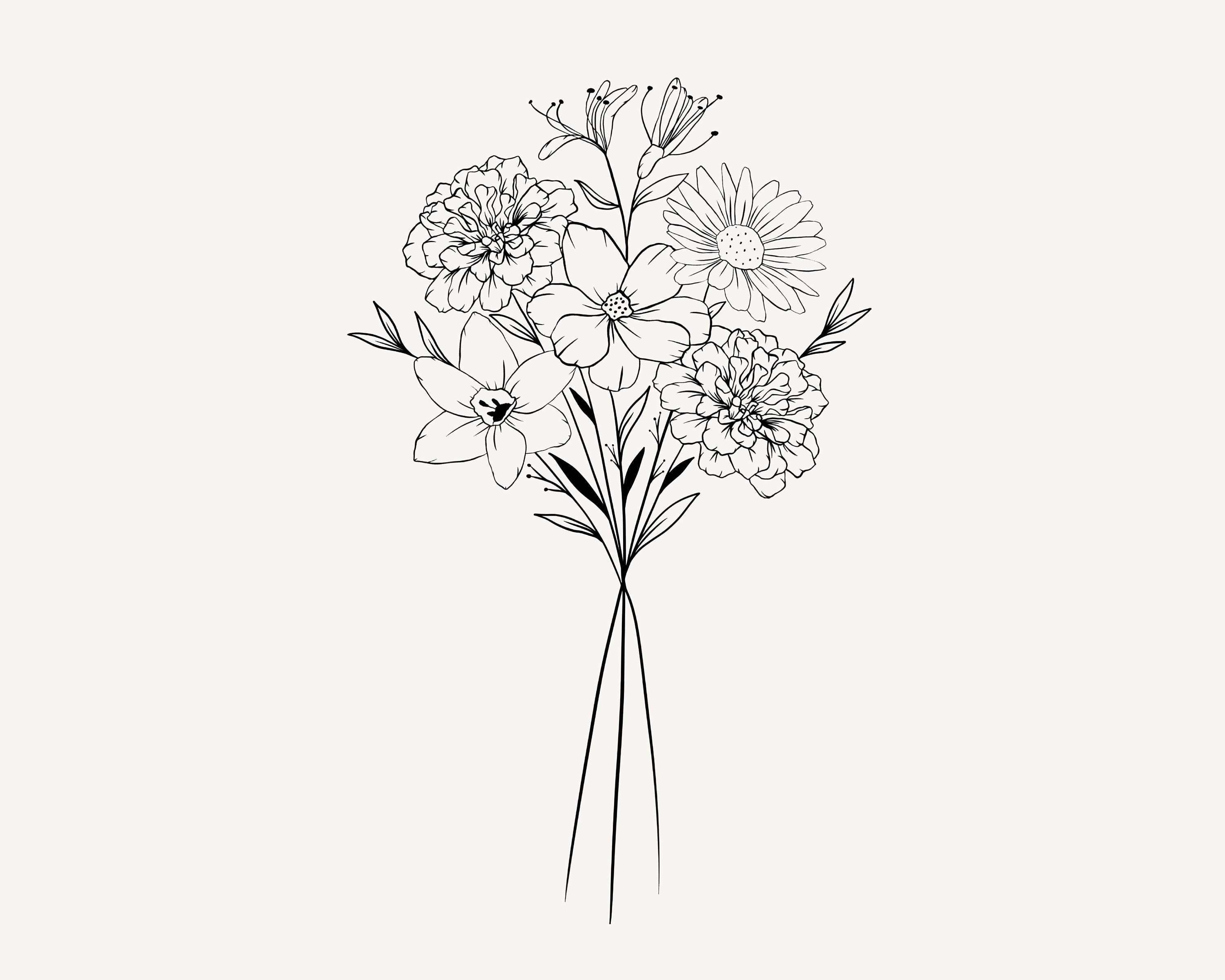 Custom Family Birth Flower Bouquet Tattoo Design (digital File) - Etsy